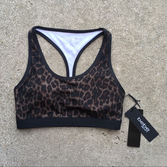 bebe | Intimates & Sleepwear | New Bebe Sport Leopard Mesh Overlay Bra ...